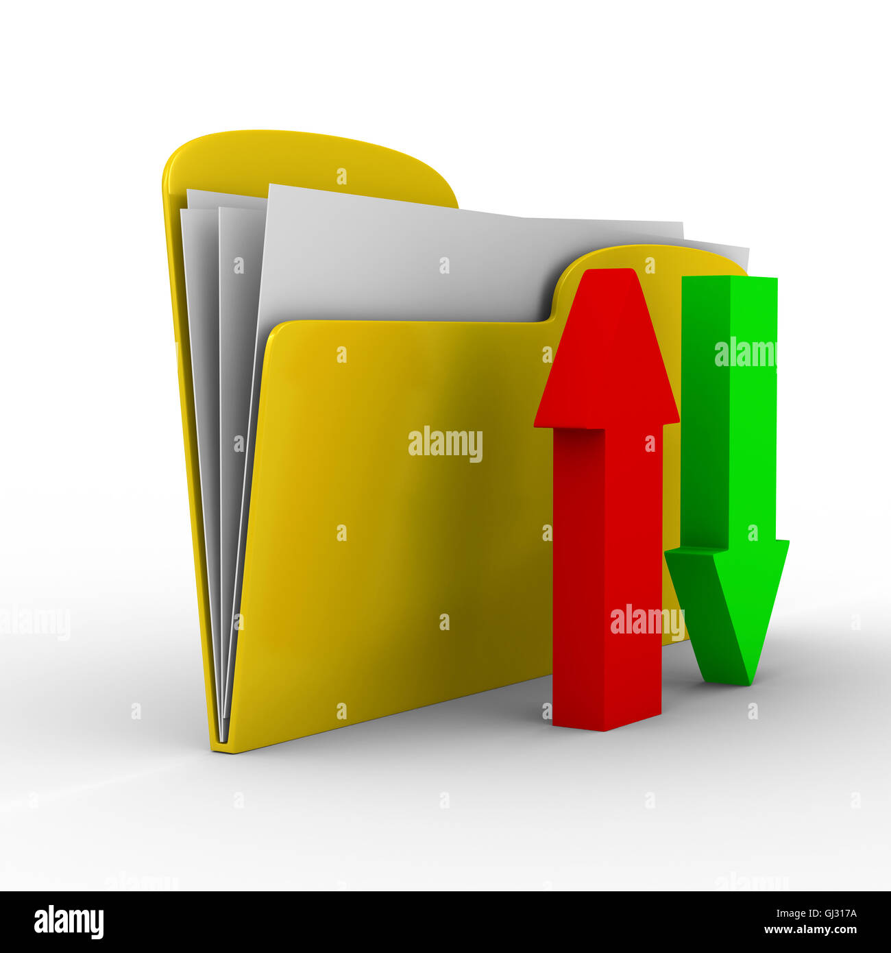 Yellow computer folder on white background. Isolated 3d image Stock ...