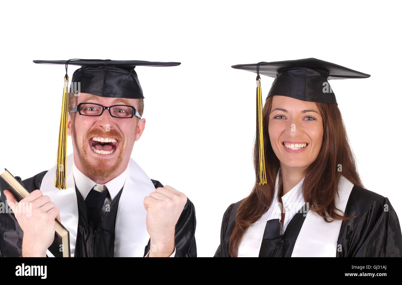 two successful student in graduation gowns Stock Photo - Alamy