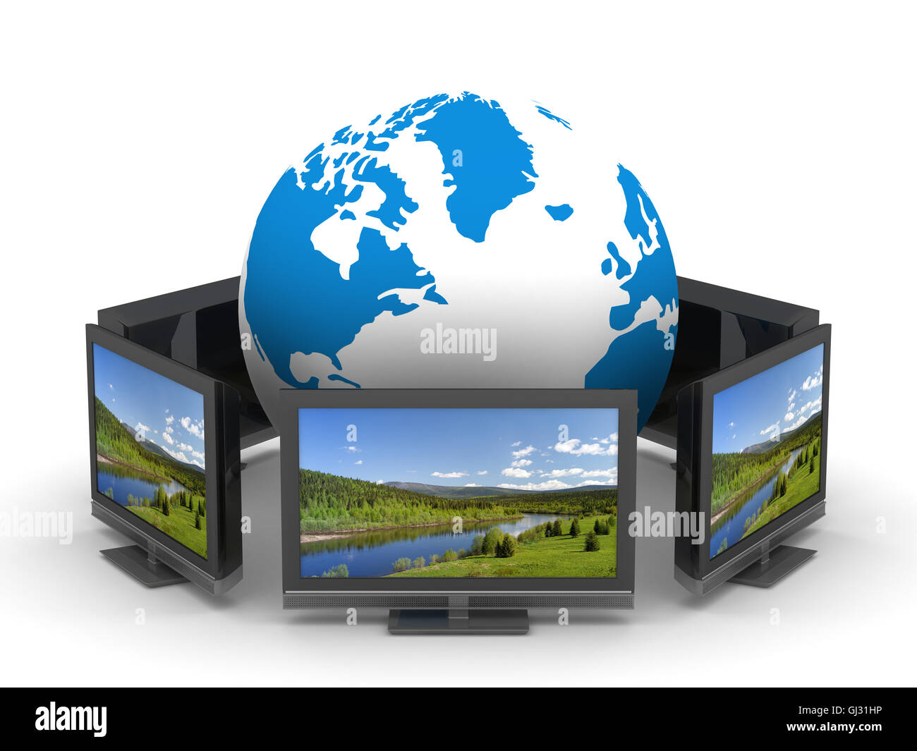 Global telecommunication on white background. Isolated 3D image Stock ...