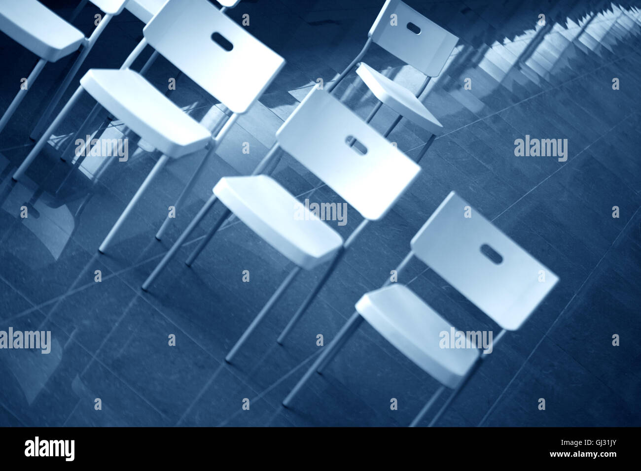 Empty Chairs In Hall Stock Photo - Alamy