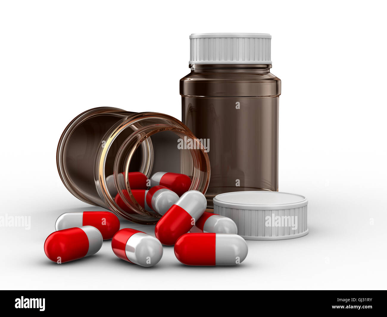 Two bottle for tablets on white background. Isolated 3D image Stock ...