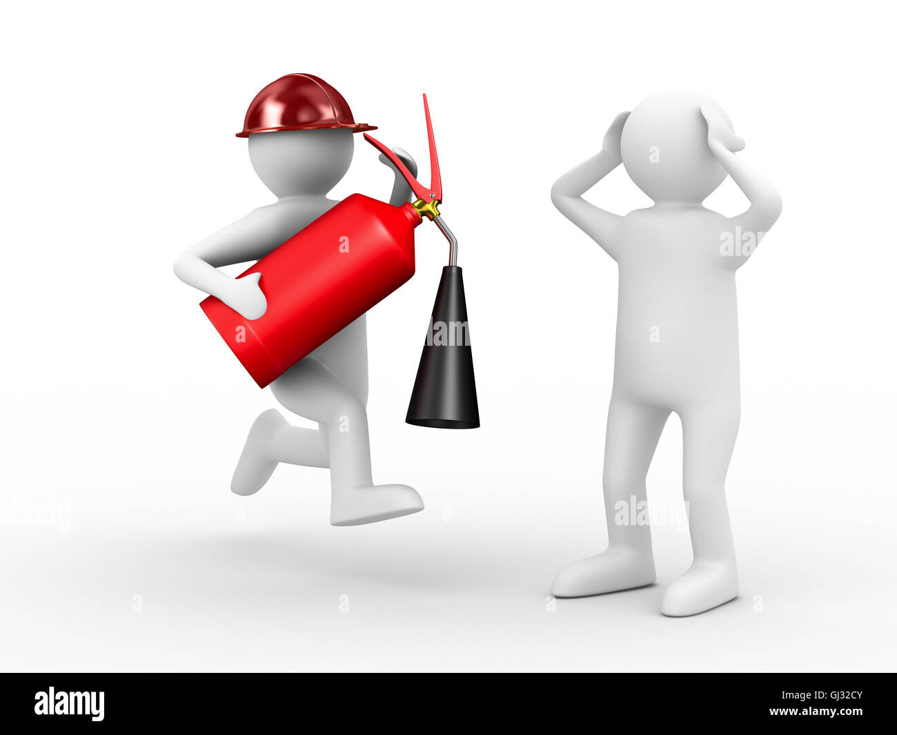 fireman on white background. Isolated 3D image Stock Photo - Alamy