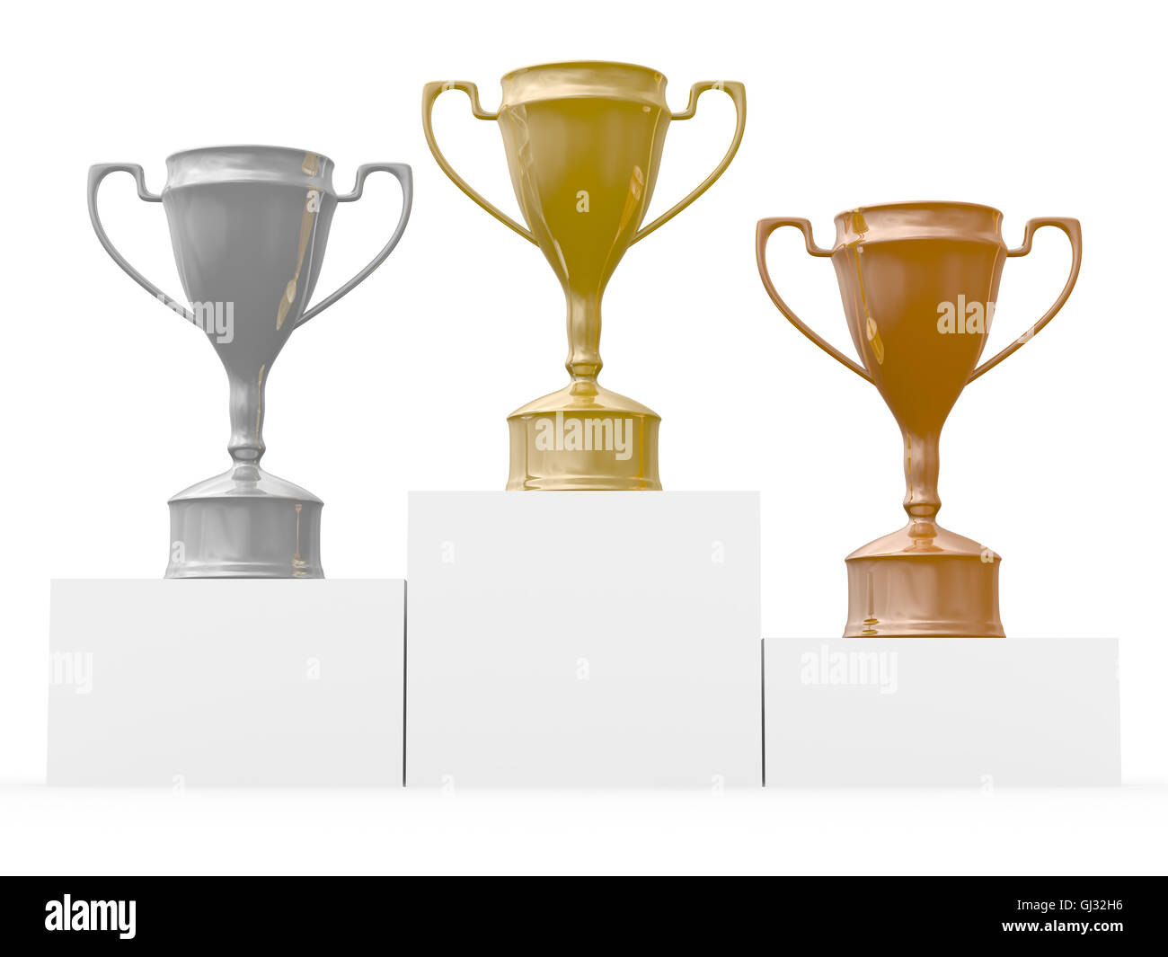 Cups for winners of competitions. Isolated 3D image Stock Photo - Alamy