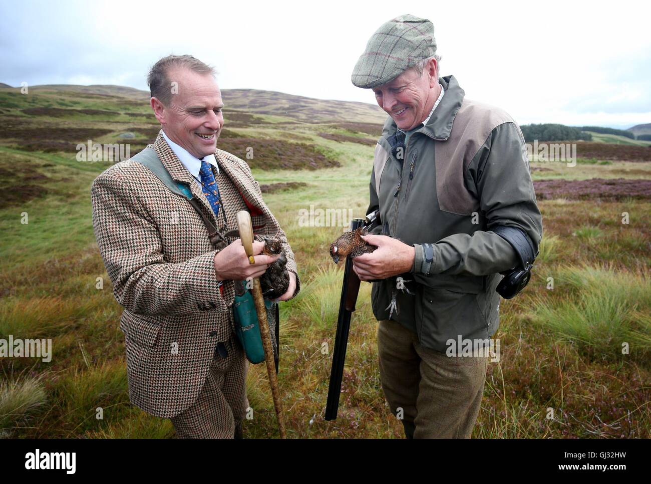 Celebrity chef Nick Nairn with (left) head gamekeeper Phil Lowe, look ...