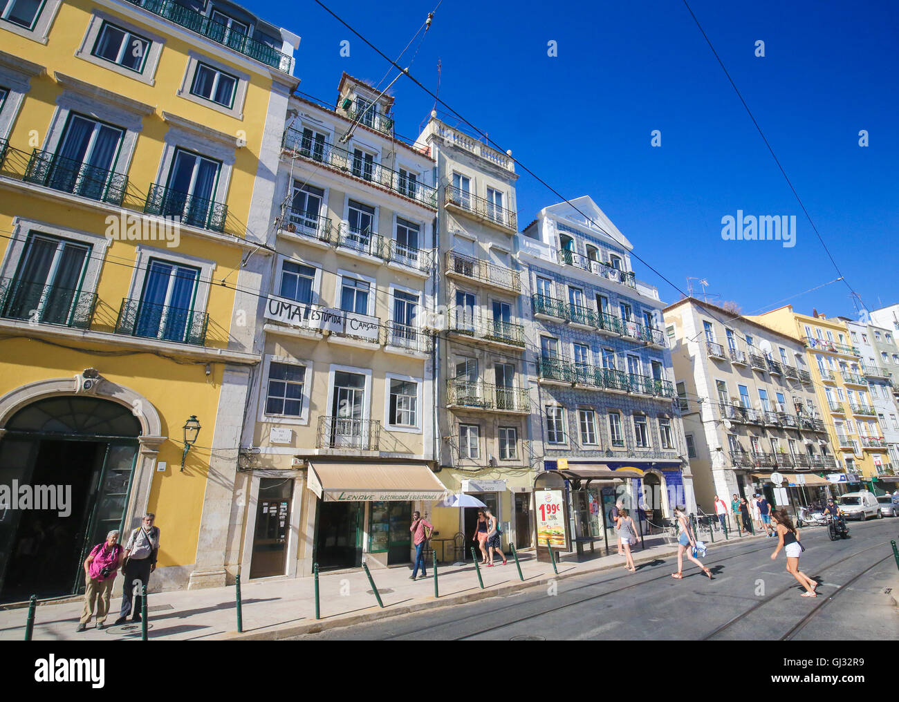 LISBON, PORTUGAL - JULY 13, 2016: Typical architecture in Bairro Alto ...