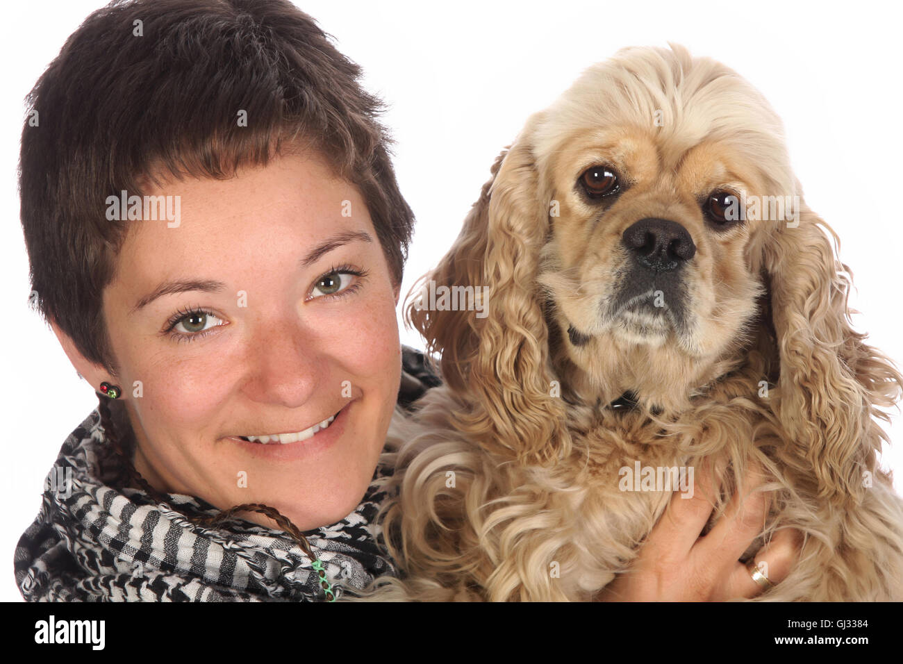 Girl and american cocker spaniel Stock Photo - Alamy