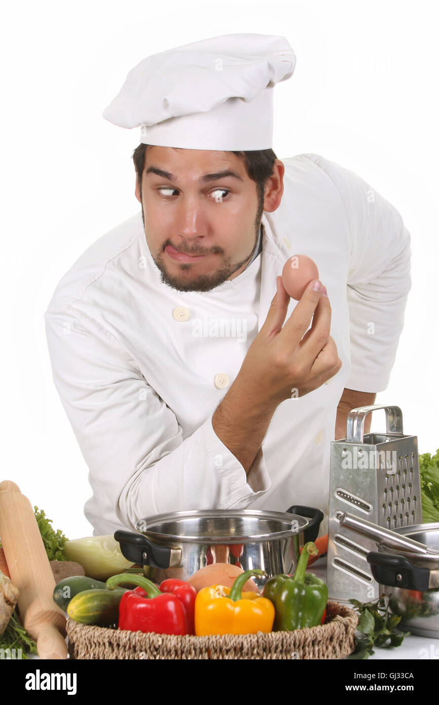 young funny chef and egg Stock Photo - Alamy