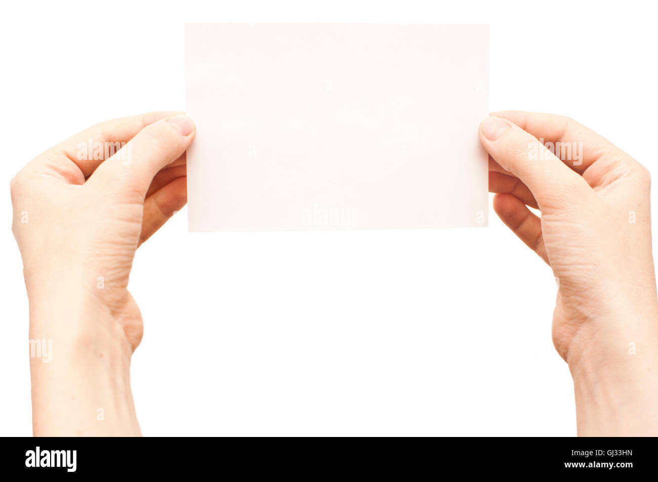 hands holding white empty paper Stock Photo - Alamy