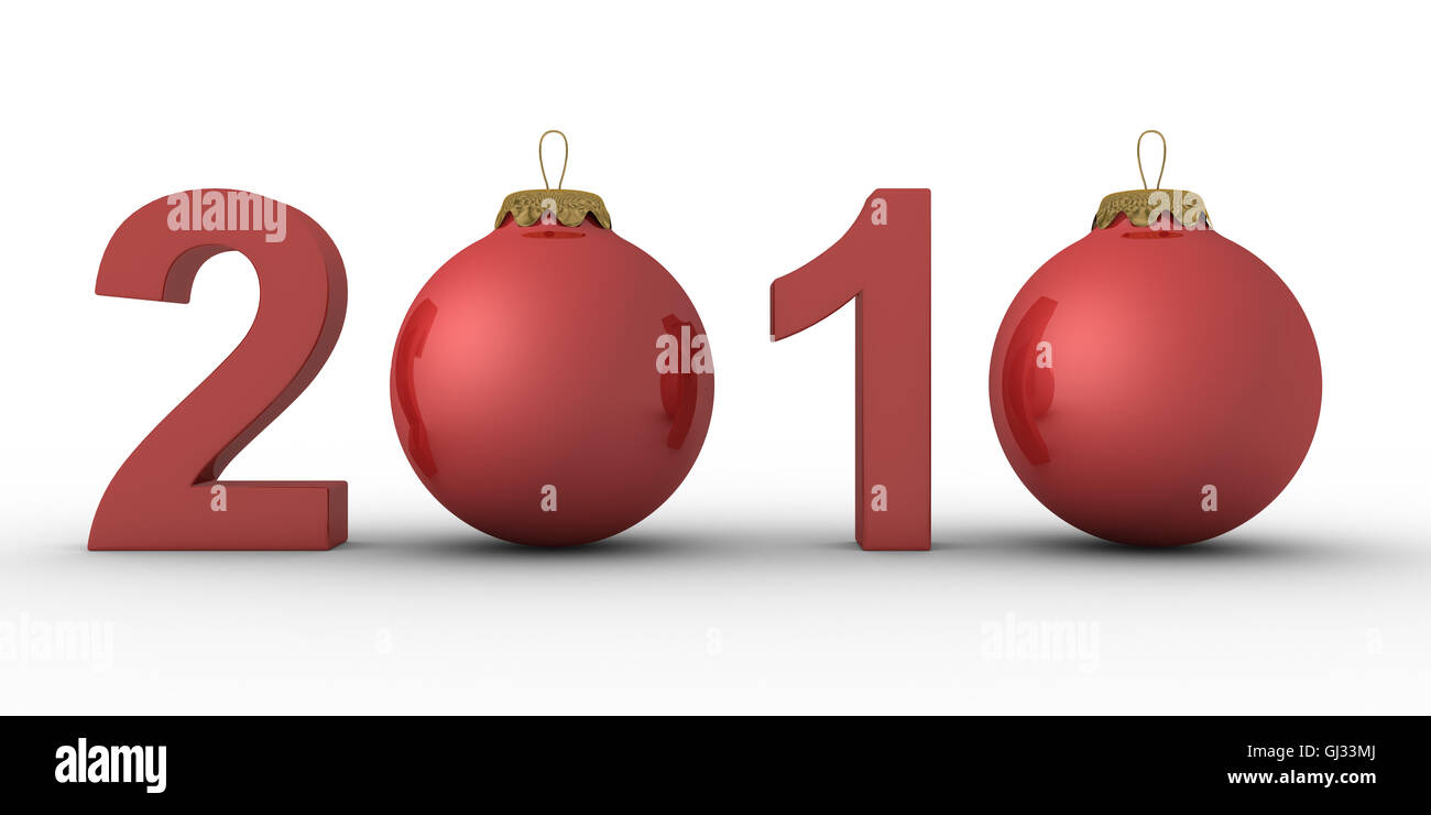 Christmas decoration on white background. 2010 year. Isolated 3D image ...