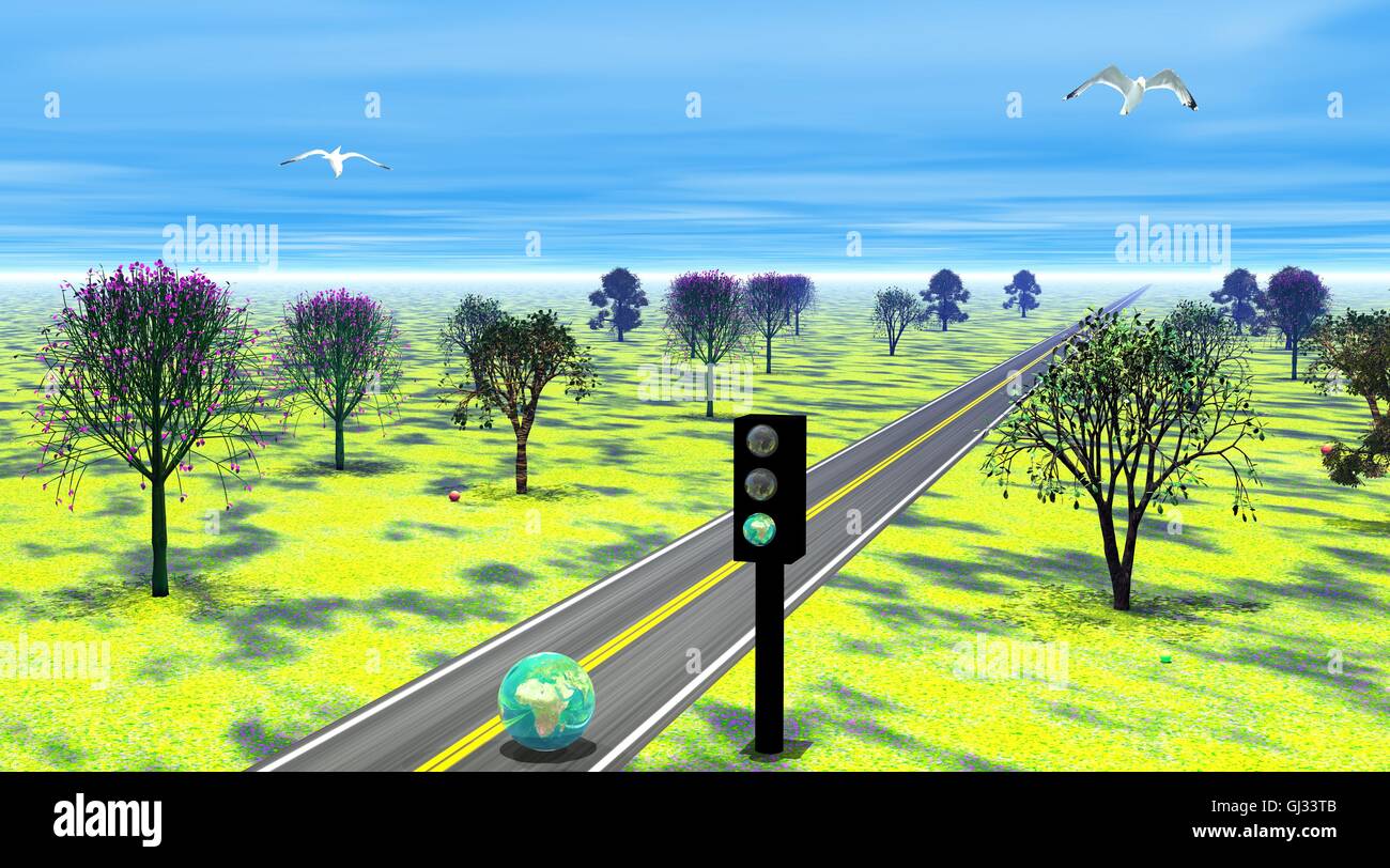 Earth on a road Stock Photo - Alamy