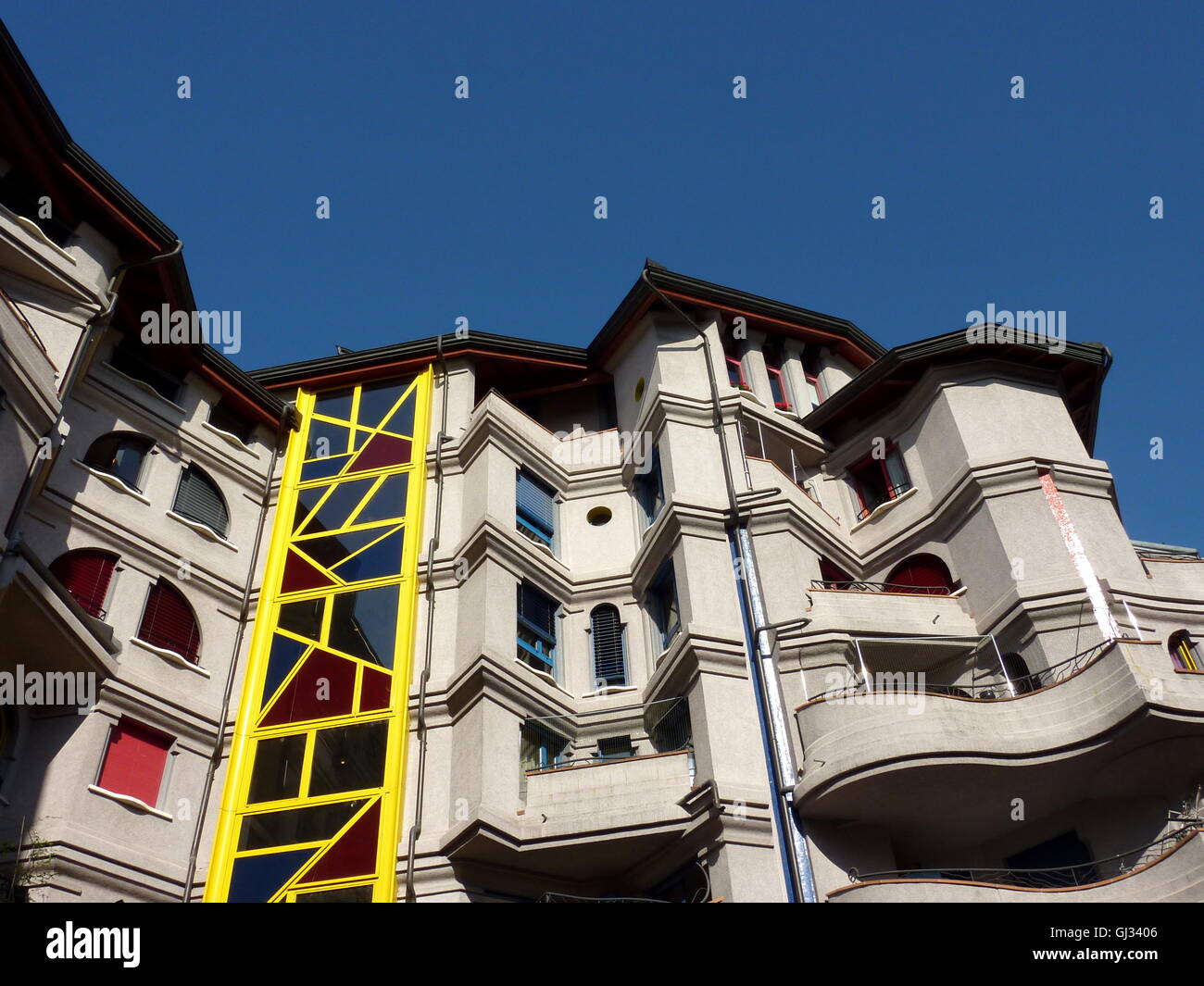 Facade of an eccentric building Stock Photo - Alamy
