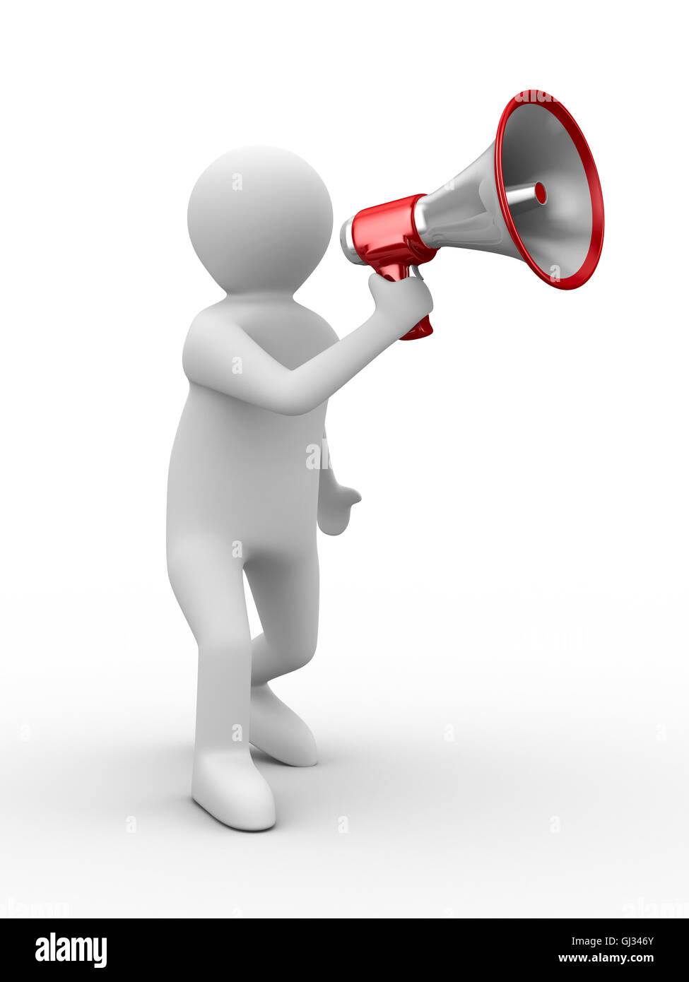 orator speaks in megaphone. Isolated 3D image Stock Photo - Alamy