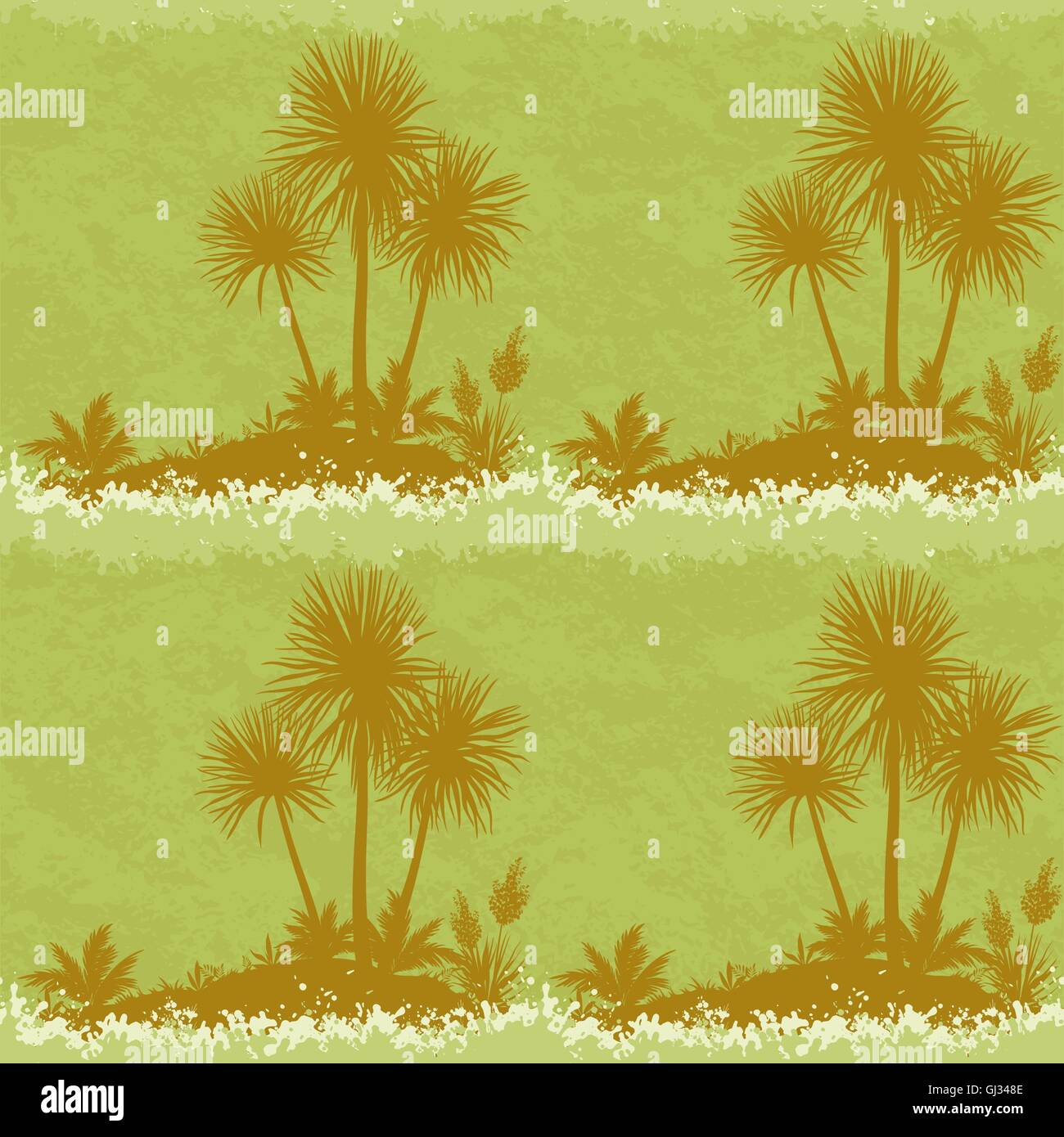 Seamless Landscape, Palms and Plants Silhouettes Stock Vector Image ...