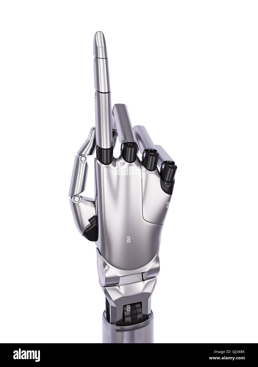Cyborg Hand Pointing Up 3d Illustration Isolated on White Stock Photo ...