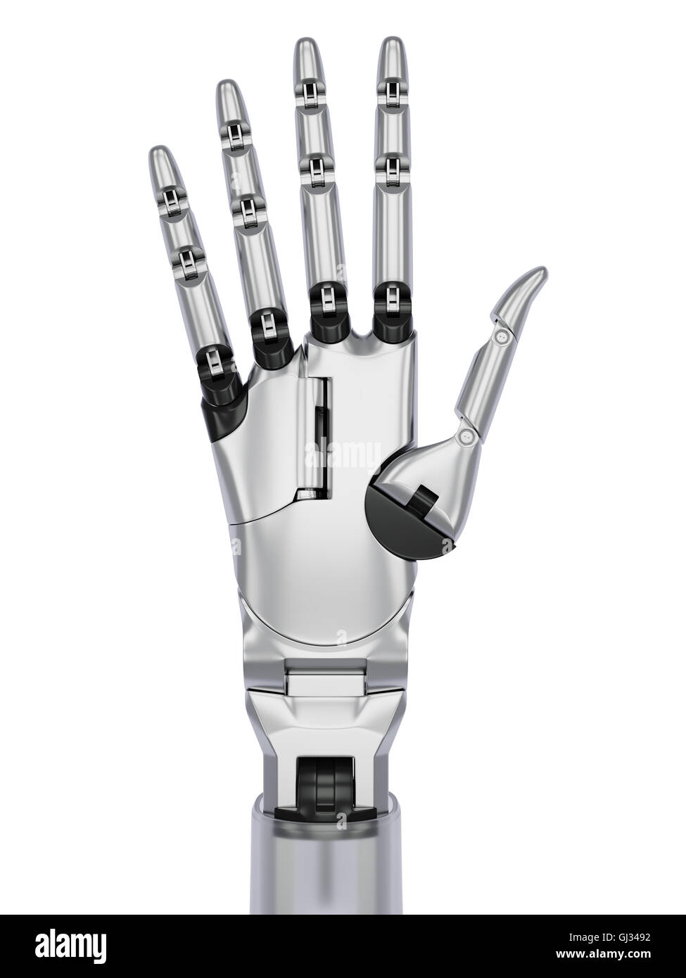 Chrome Steel Cyborg Hand Isolated On White Background 3d Illustration ...