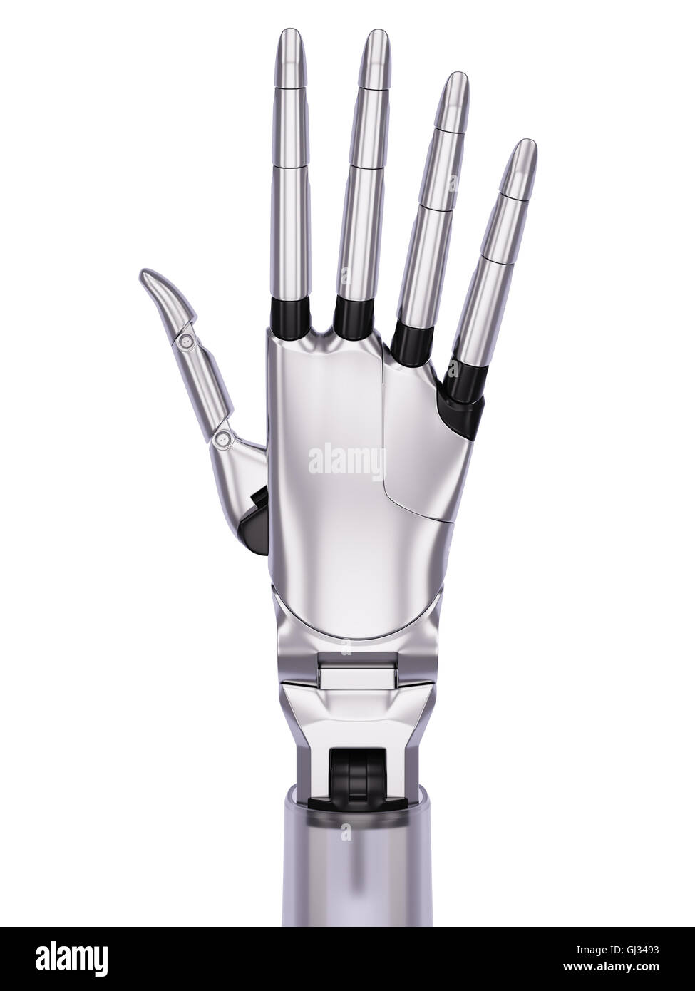 Chrome Steel Robotic Arm Isolated On White Background 3d Illustration ...