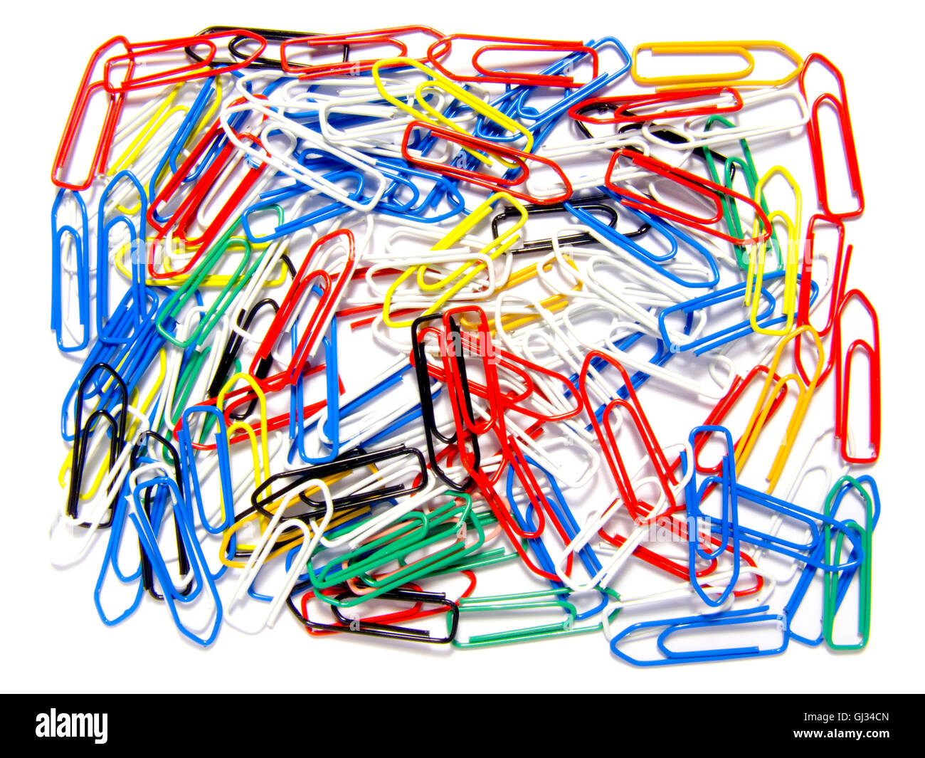 Disorganized multicolored paperclips Stock Photo - Alamy