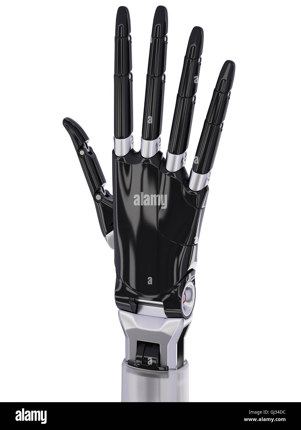 Black Cyborg Hand Isolated On White Background 3d Illustration Stock ...