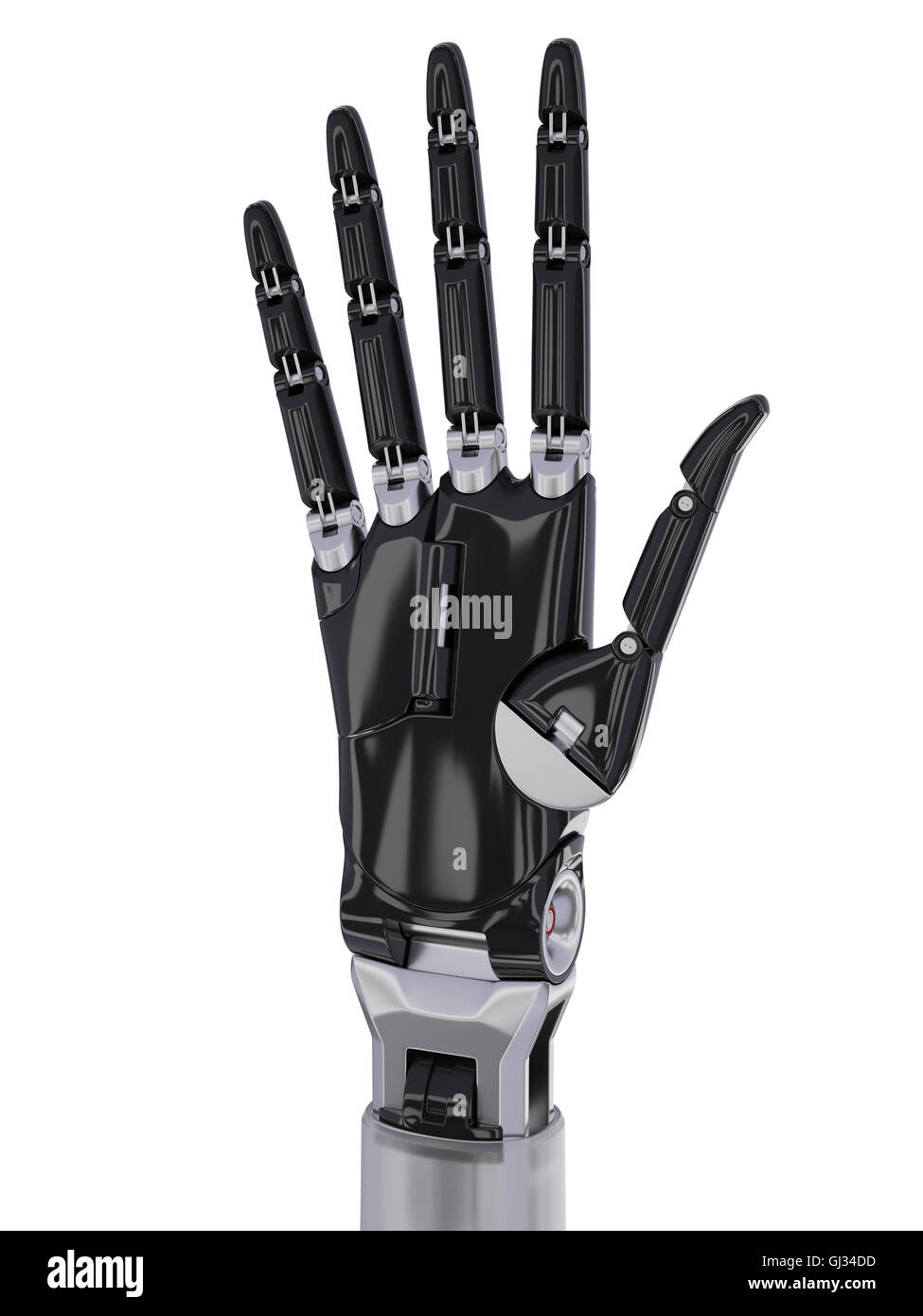 Black Cyborg Hand Isolated On White Background 3d Illustration Stock ...