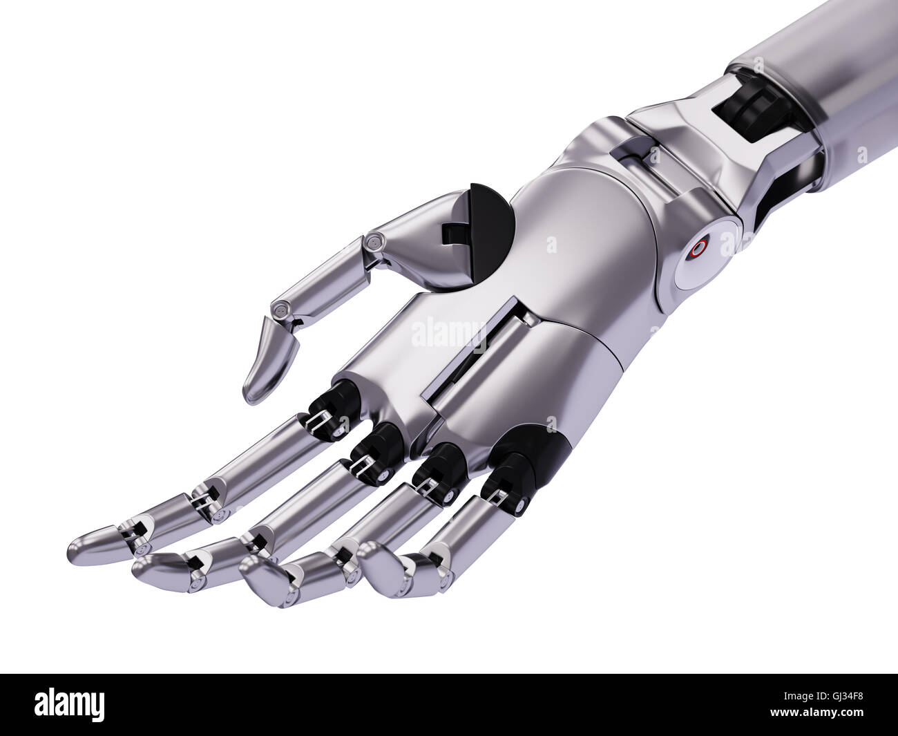 Glossy Metal Robotic Arm 3d Illustration Futuristic Concept Isolated on ...