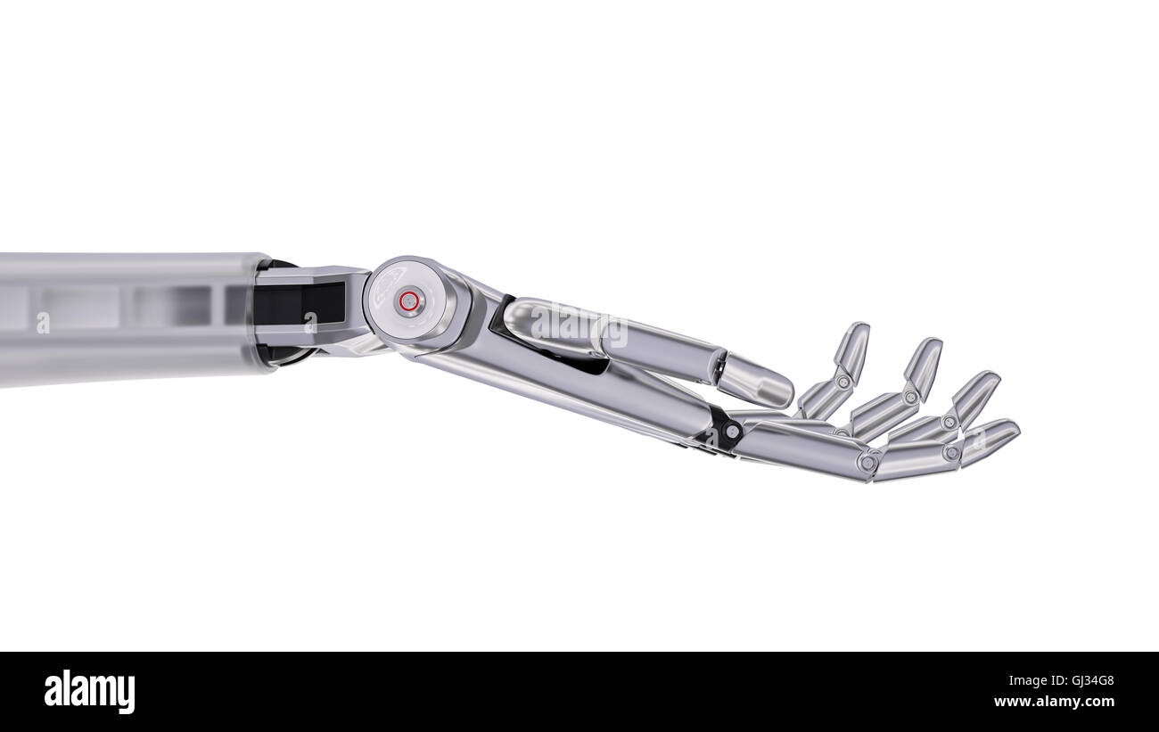 Metal Robotic Hand Side View 3d Illustration Concept Isolated on White ...