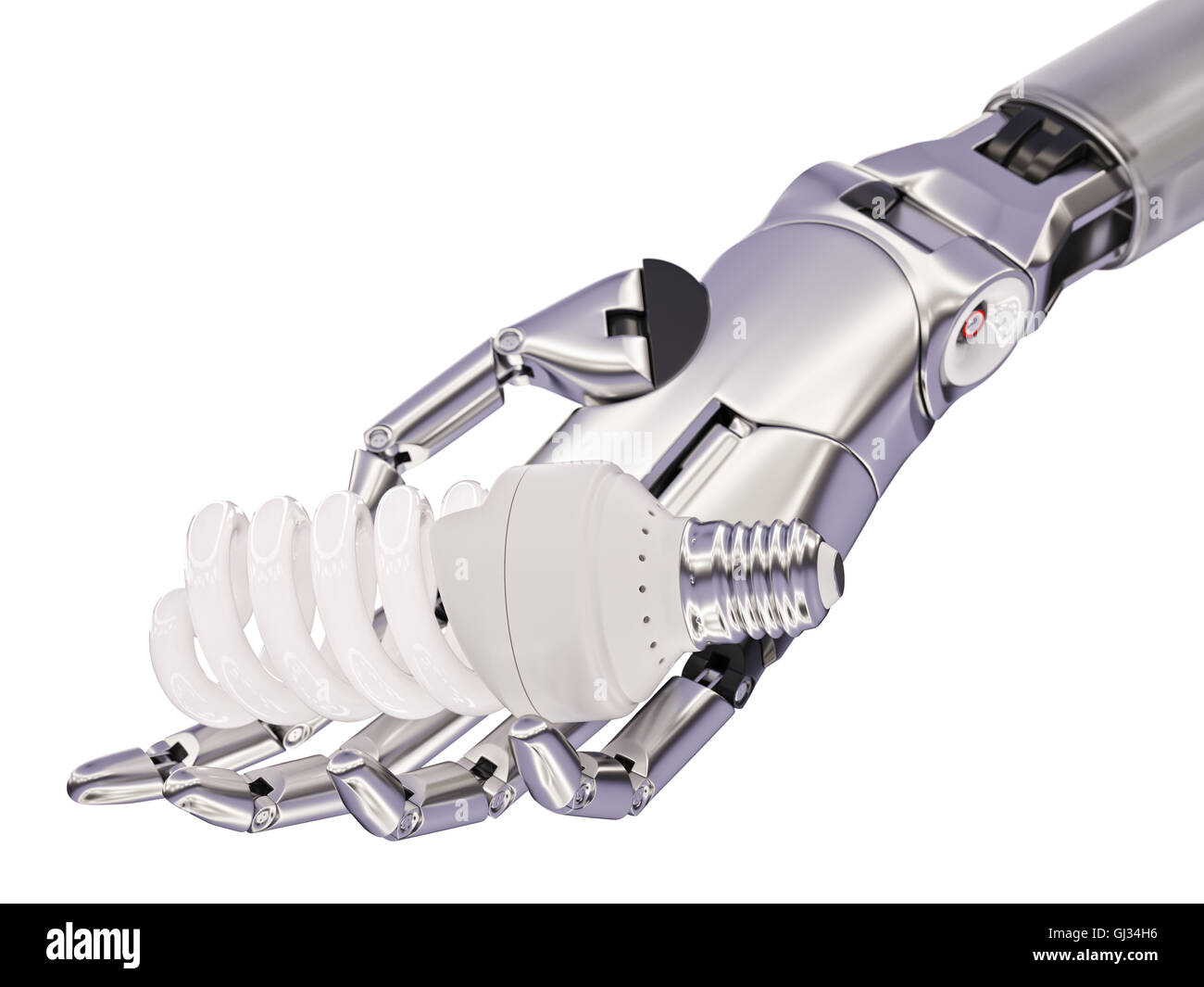 Compact Fluorescent Lightbulb in Robotic Hand 3d Illustration Concept ...