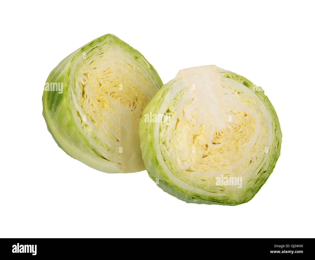 Two part of green cabbage Stock Photo - Alamy