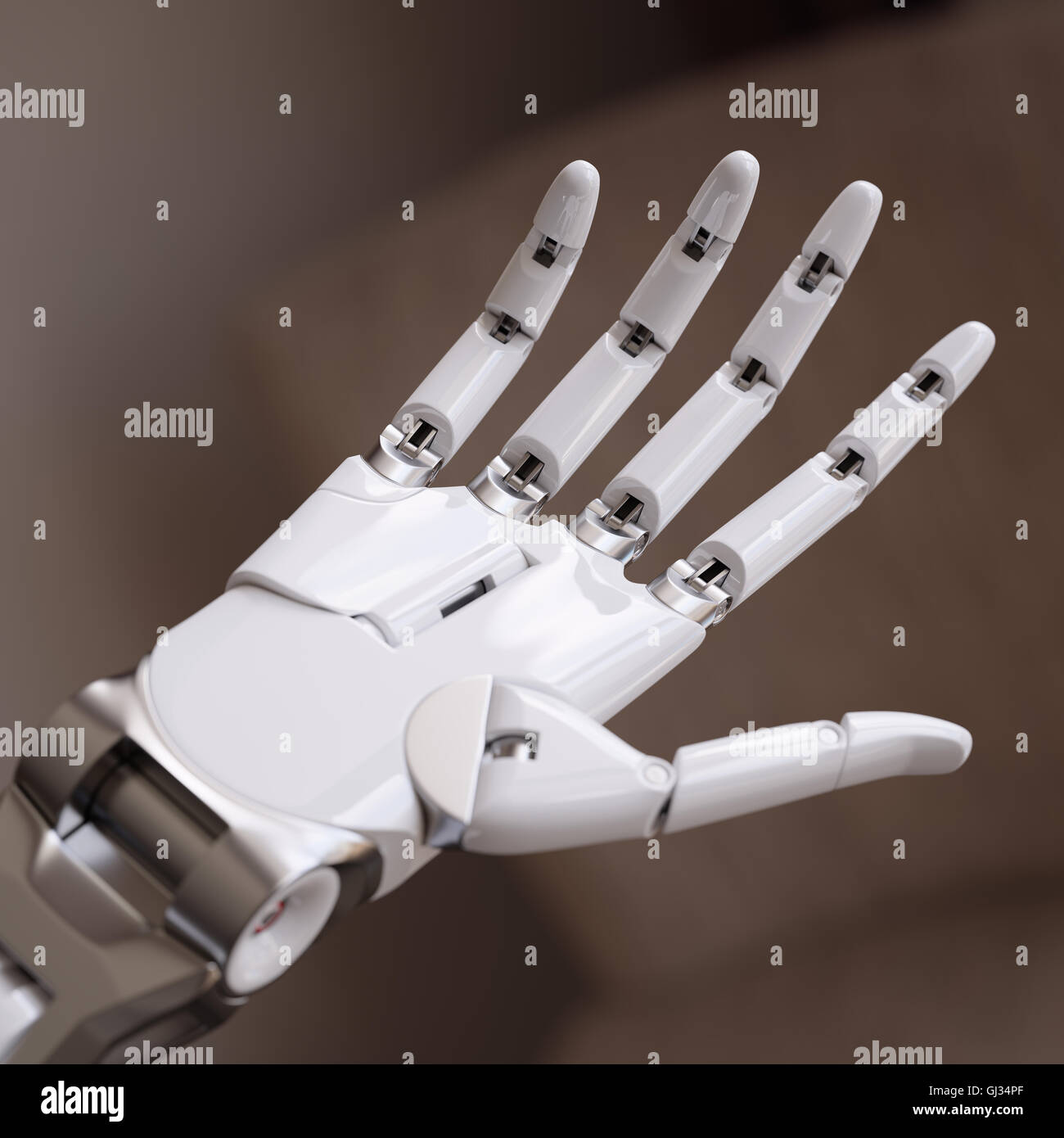 White Glossy Robot Hand Close Up 3d Illustration Concept Stock Photo ...