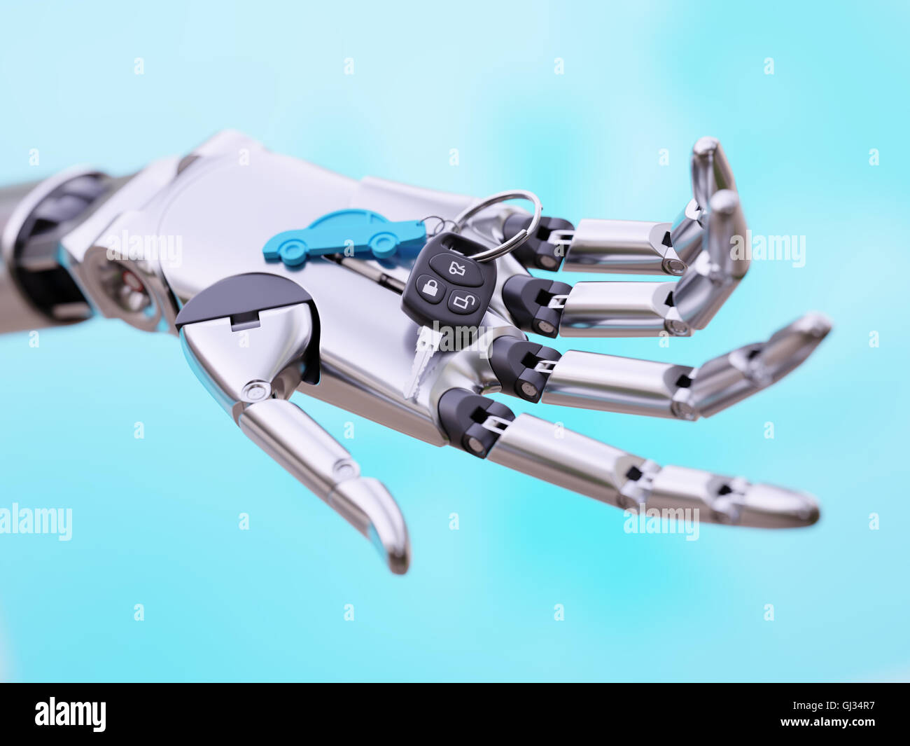 Android Hand with Car Keys and Key Chain 3d Illustration Stock Photo ...