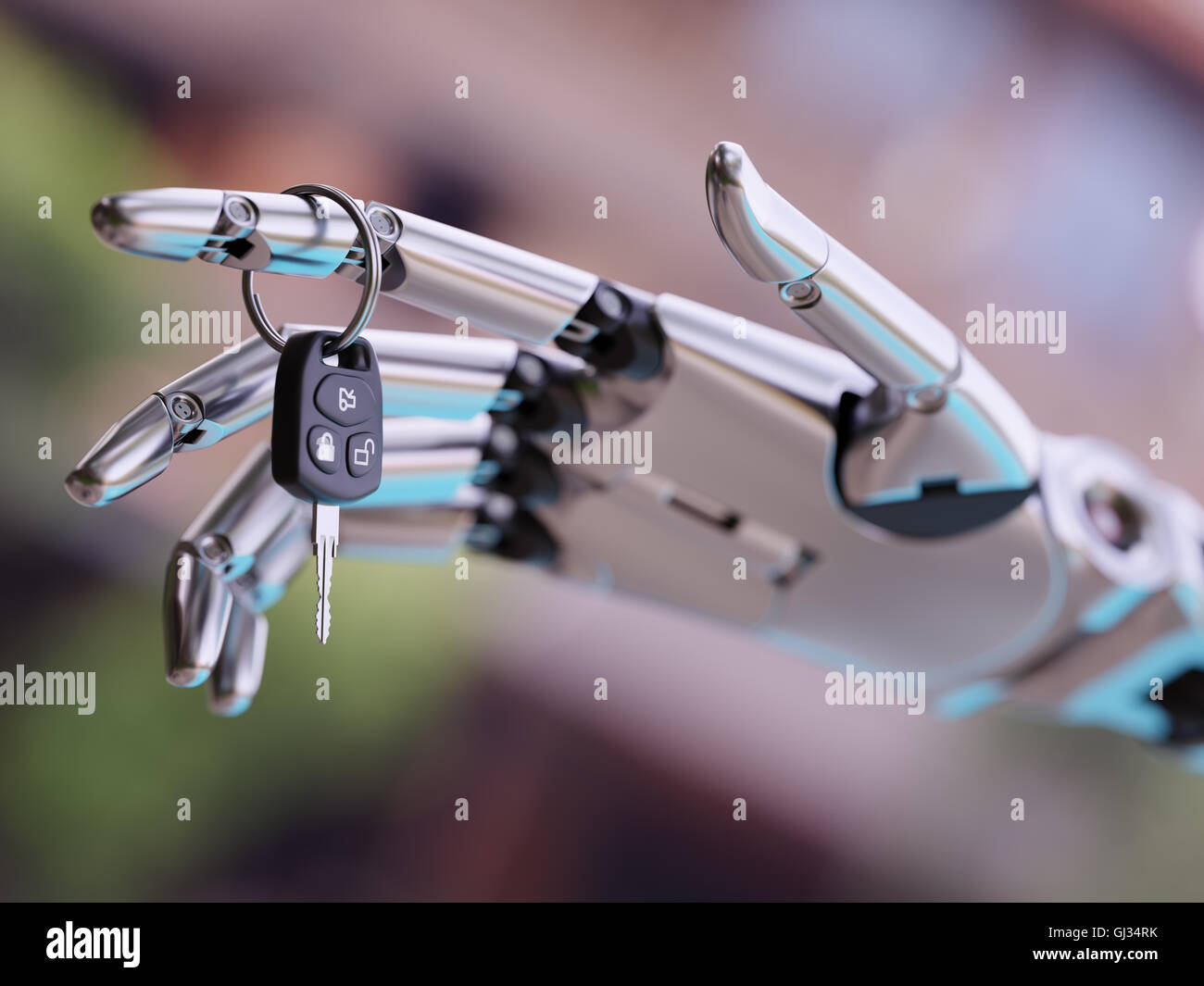 Robotic Hand with Car Keys Close up 3d Illustration Stock Photo - Alamy