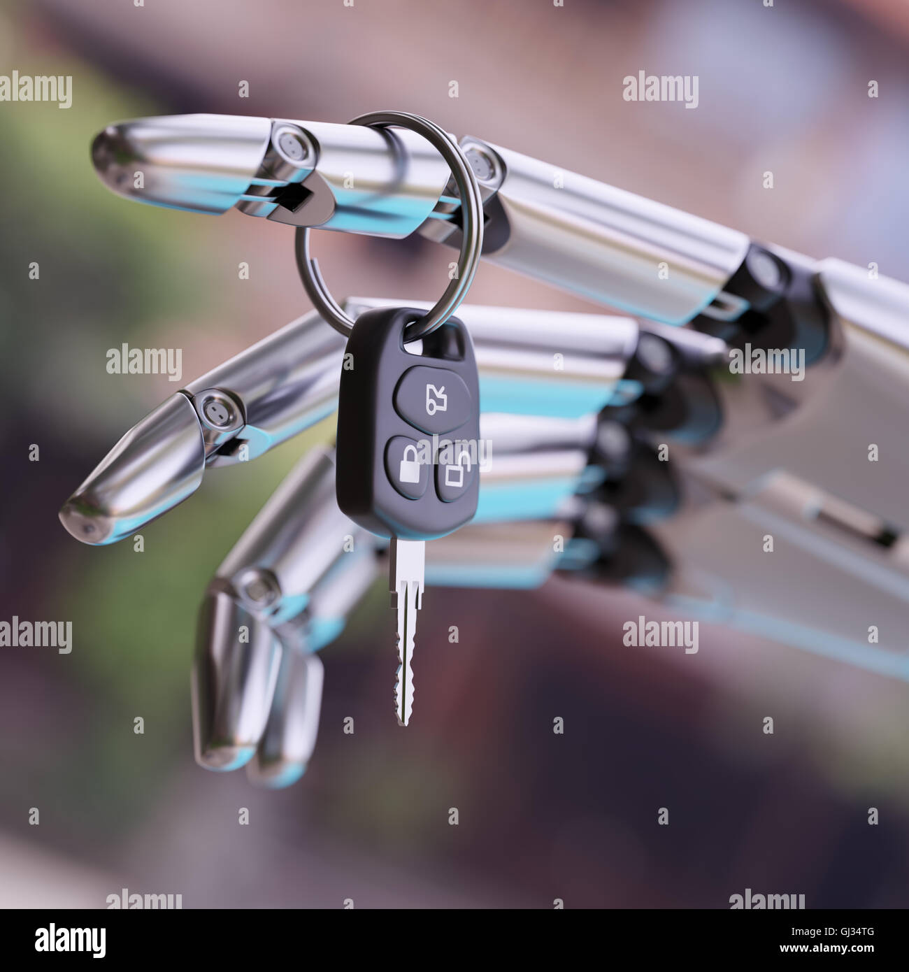 Car Keys in Robotic Arm 3d Illustration Futuristic Autonomous Vehicle ...