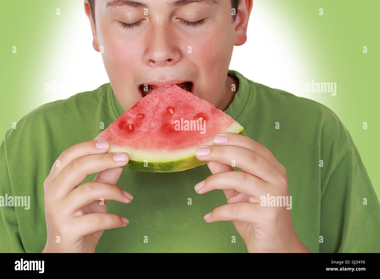 boy eating watermelon Stock Photo - Alamy