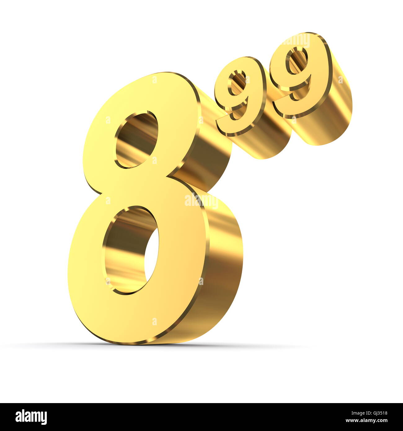 Solid Price Tag Number 8.99 - Shiny Gold Stock Photo - Alamy