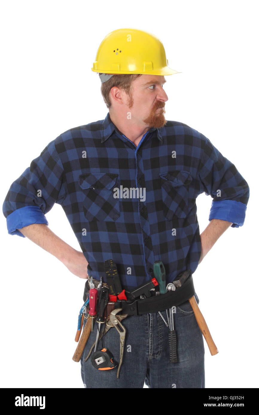 Angry construction worker Stock Photo - Alamy