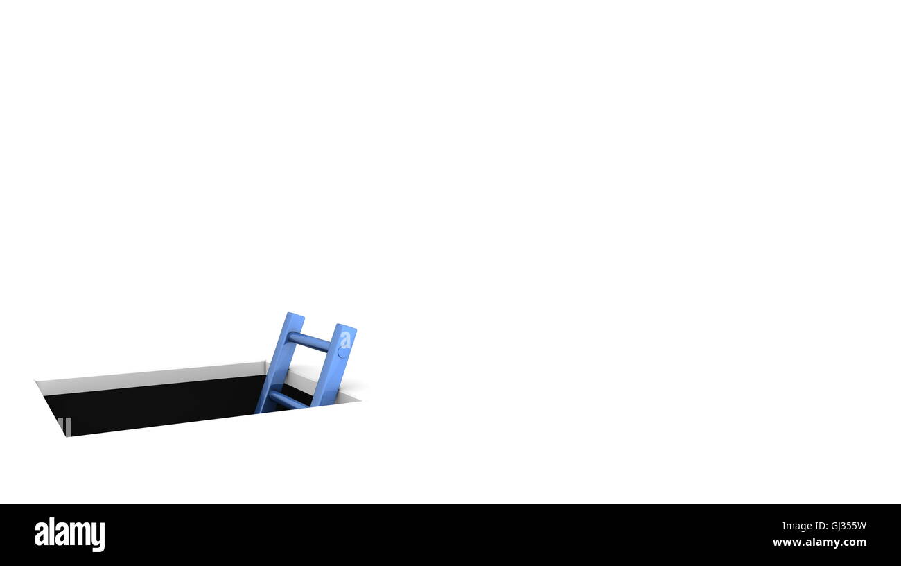 Climb out of the Hole - Shiny Blue Ladder - Whitespace on the Ri Stock ...