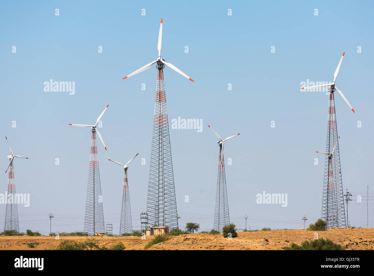 Windmills at Thar desert in Rajasthan, India Stock Photo - Alamy