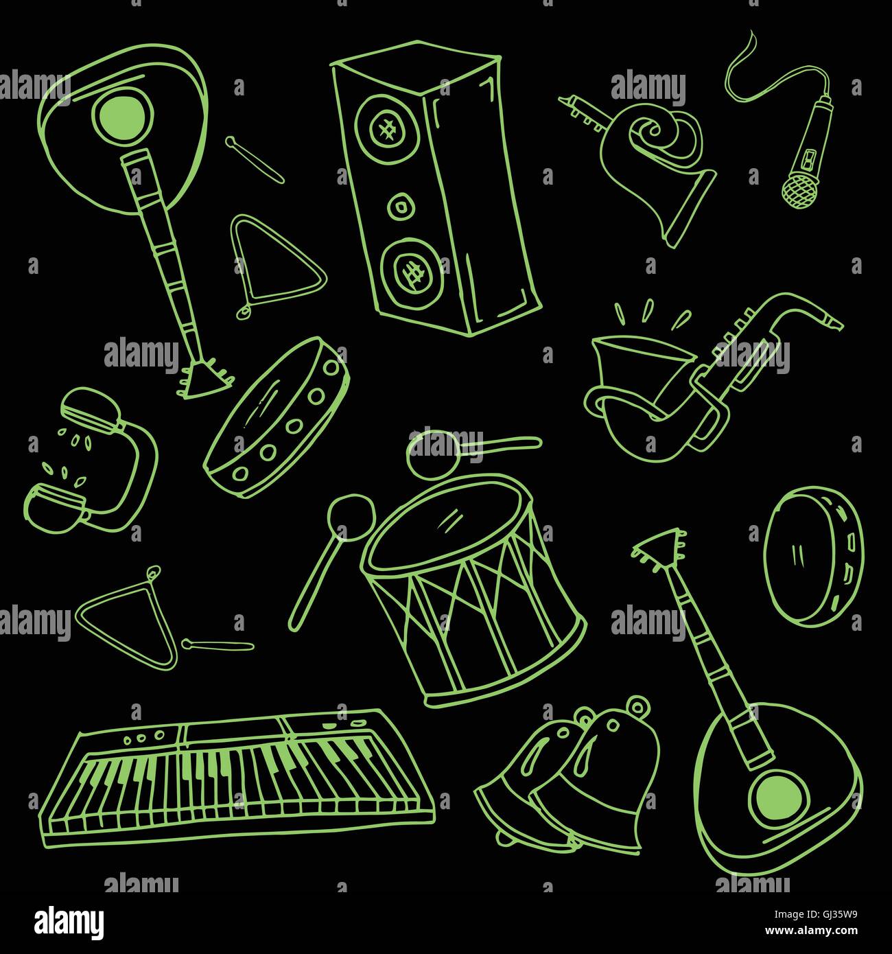 Black hand drawn musical hi-res stock photography and images - Alamy