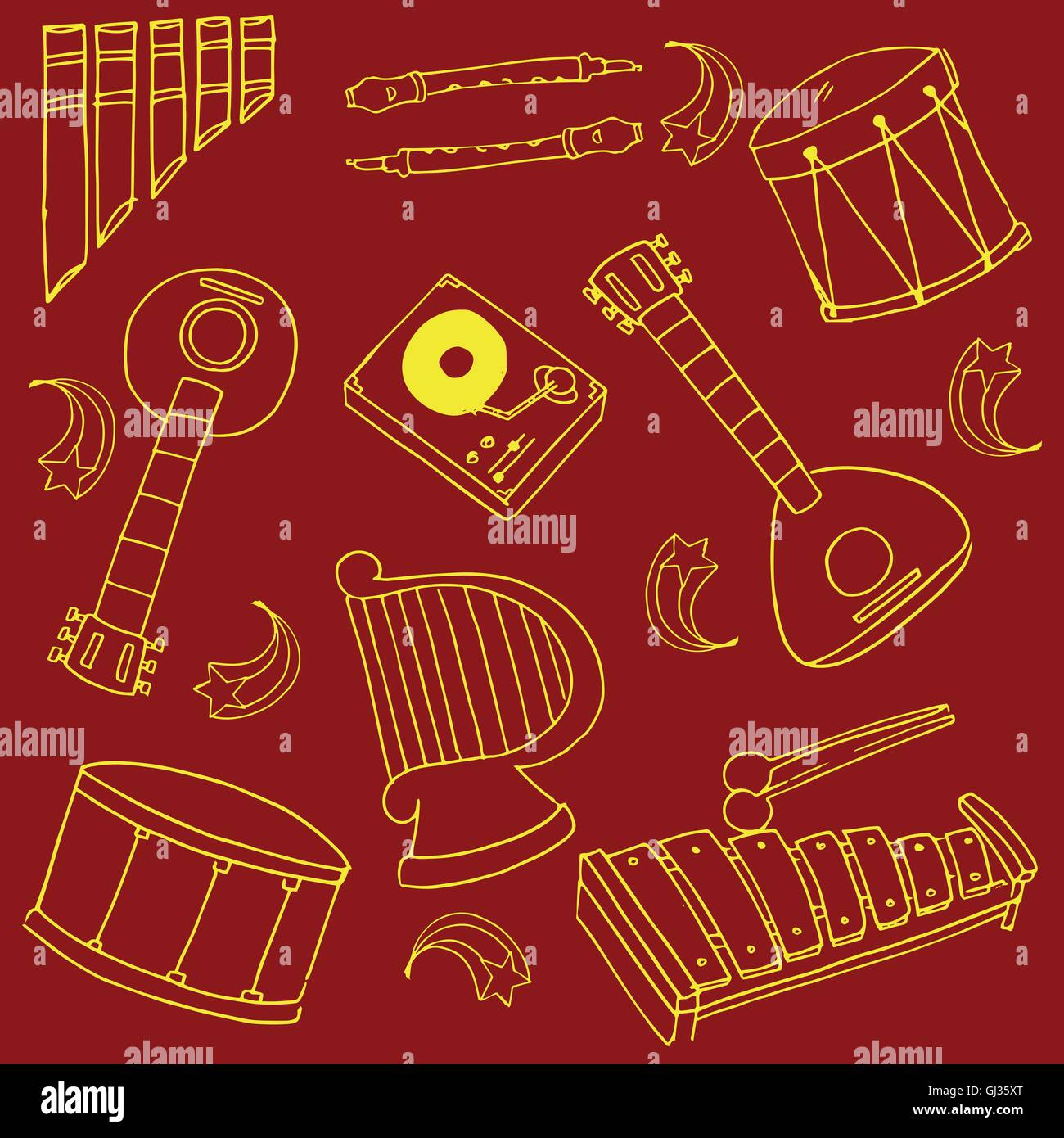 Doodle of red backgrounds music set Stock Vector Image & Art - Alamy