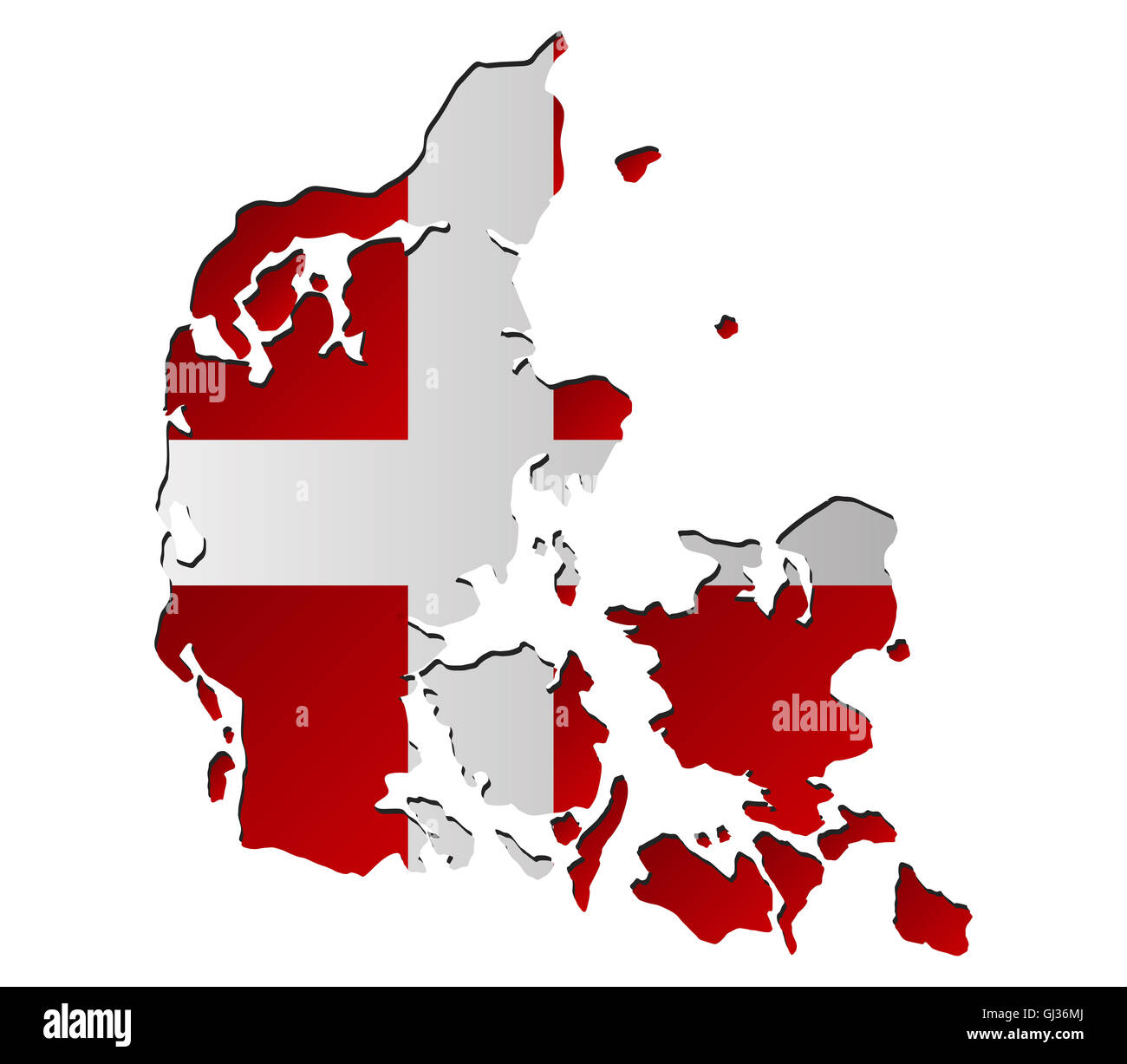 map of denmark with flag Stock Photo - Alamy