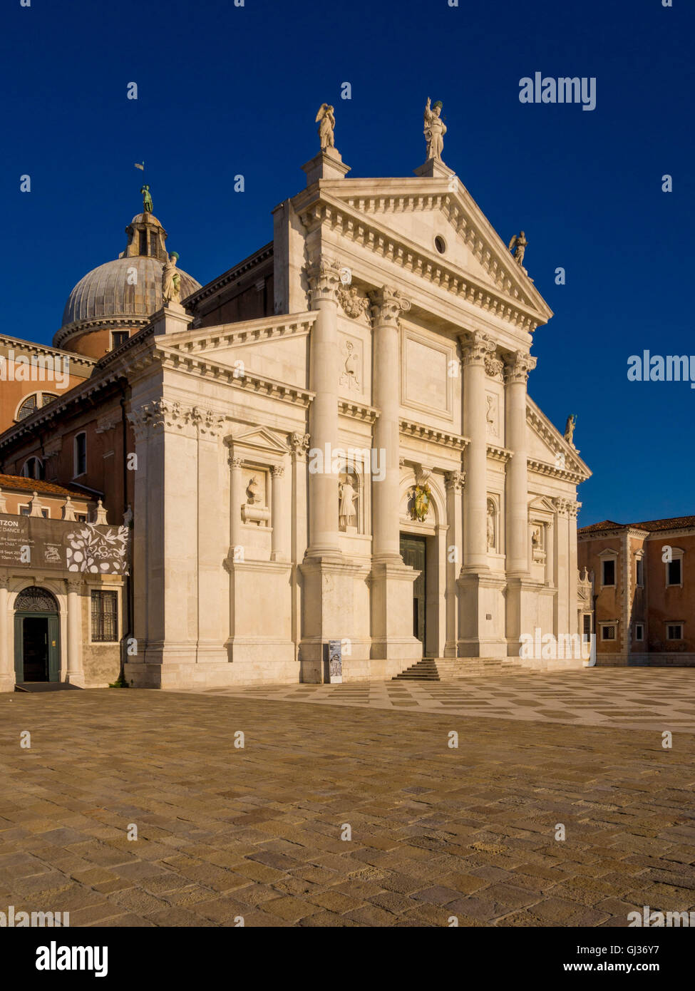 white Istrian marble facade of the church of San Giorgio Maggiore, on ...