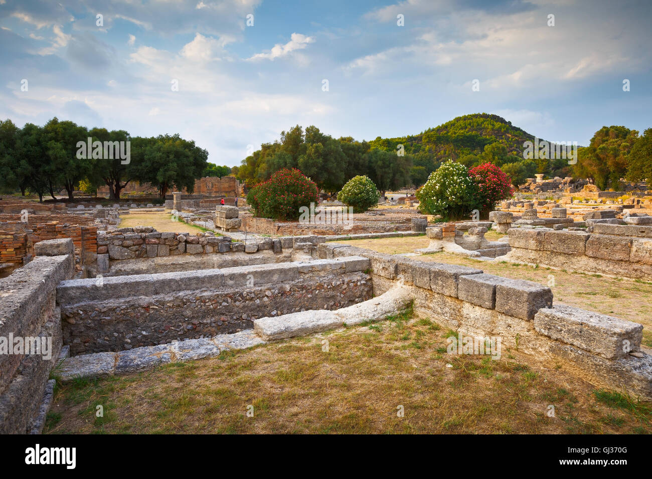 Leonidaion in the archaeological site of Ancient Olympia Stock Photo ...