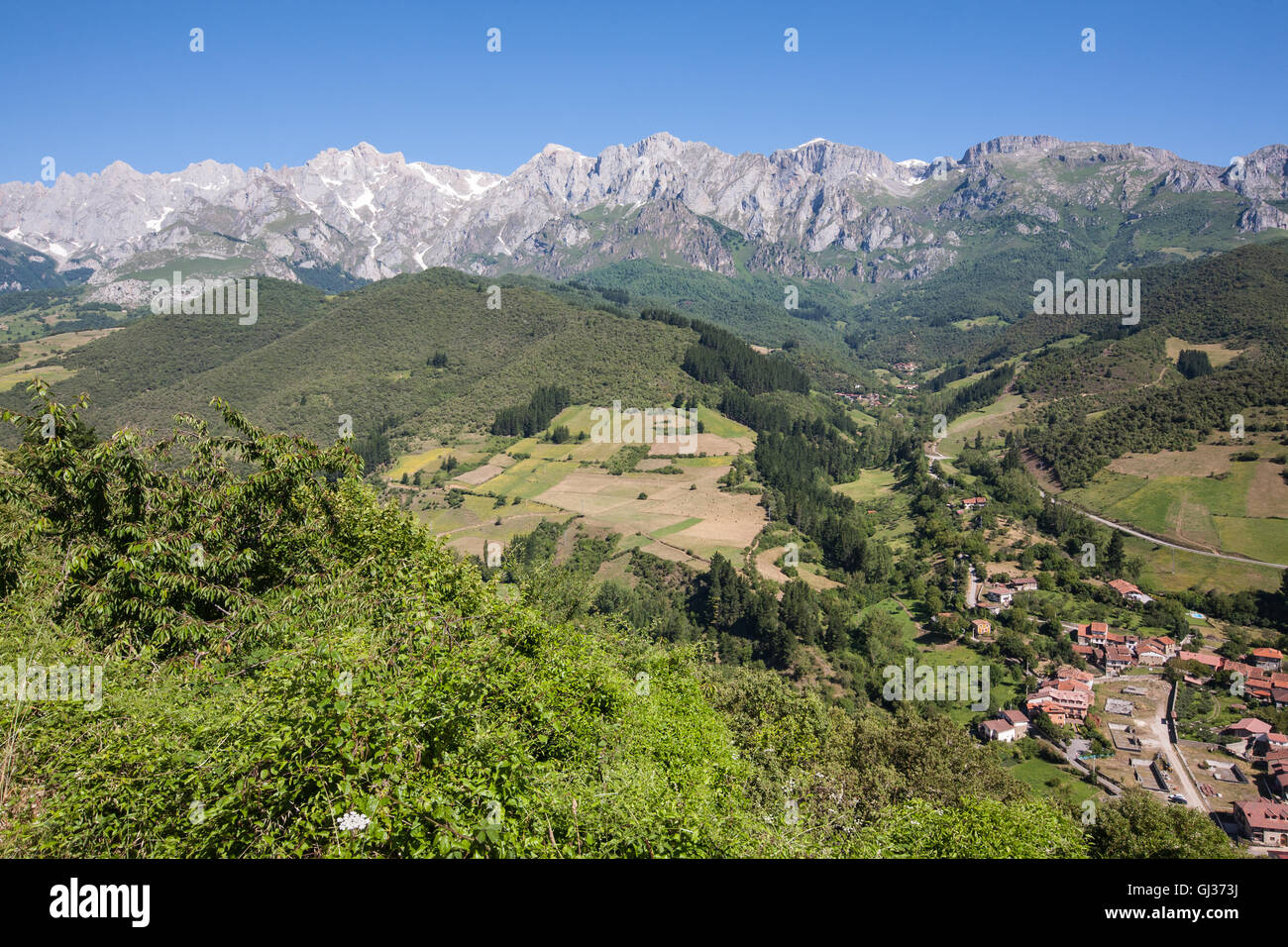 View of Picos de Europa mountains from near Potes,Cantabria,northern ...