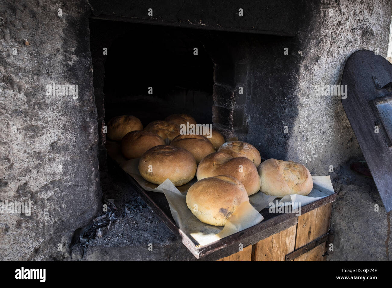 Italy, Bossico, bread-making Stock Photo - Alamy