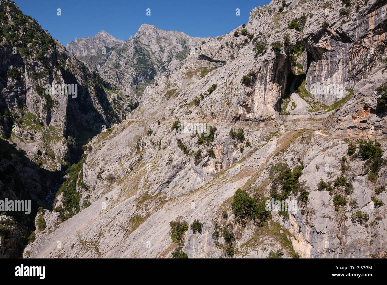 Hiking Cares Gorge in Picos de Europa,Asturias,Spain,Europe Stock Photo ...