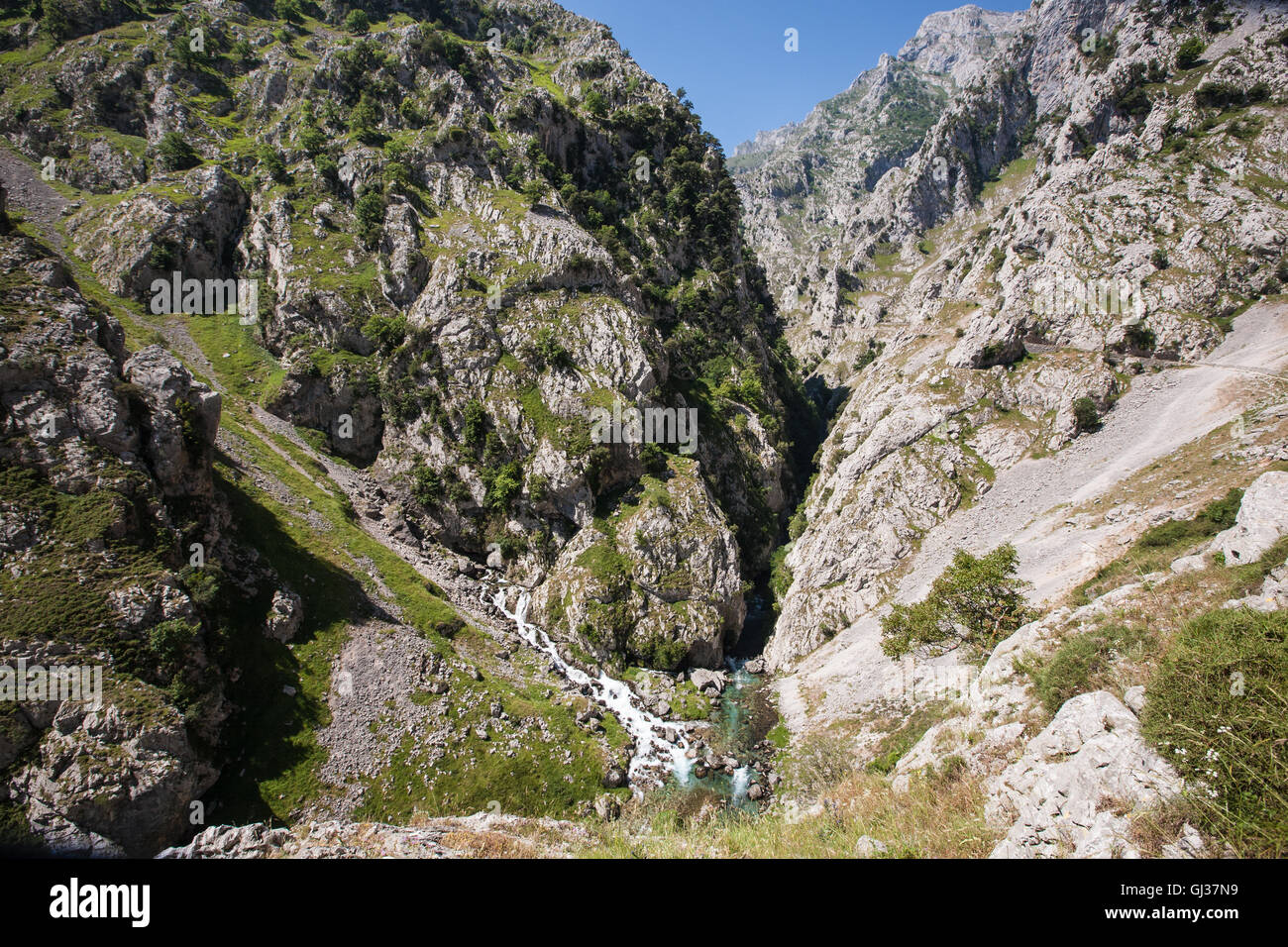 Hiking Cares Gorge in Picos de Europa,Asturias,Spain,Europe Stock Photo ...