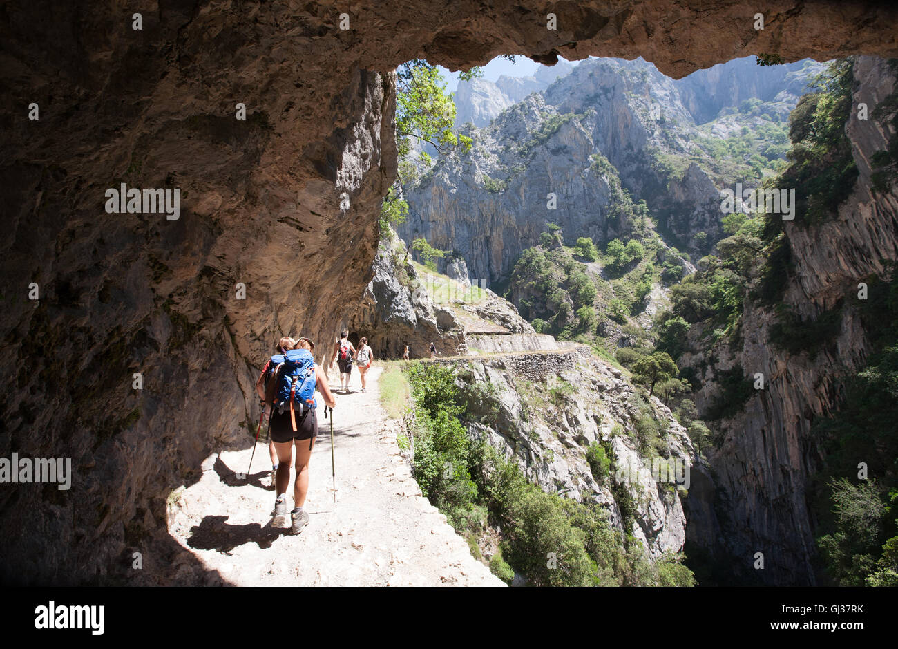Hiking Cares Gorge in Picos de Europa,Asturias,Spain,Europe Stock Photo ...