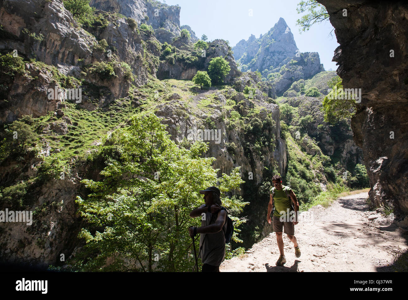 Hiking Cares Gorge in Picos de Europa,Asturias,Spain,Europe Stock Photo ...
