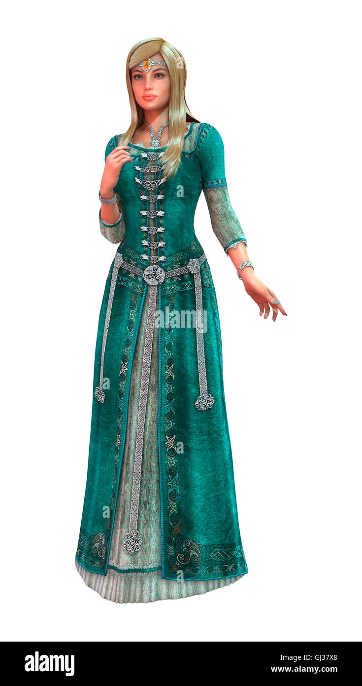 3D rendering of a beautiful princess isolated on white background Stock ...