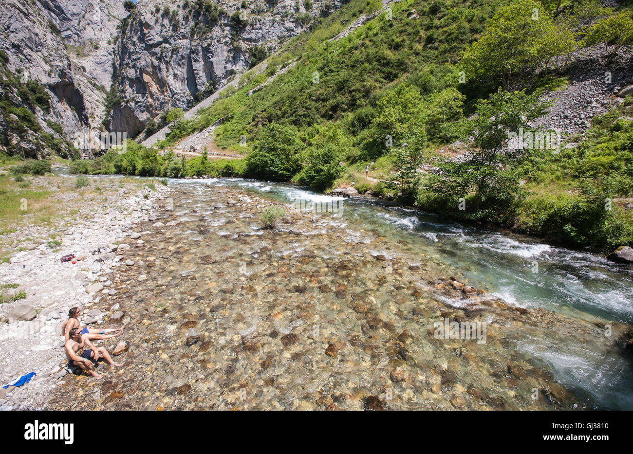 Hiking Cares Gorge in Picos de Europa,Asturias,Spain,Europe Stock Photo ...