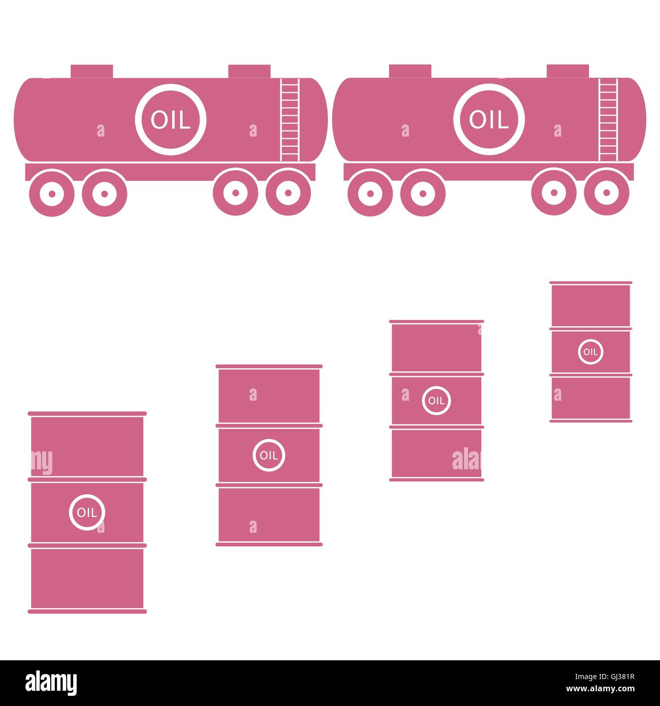 Stylized icon of the tanks and barrels with oil on a white background ...